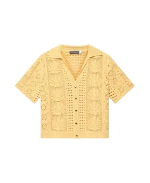 Mint Velvet Cotton-blend Crochet Shirt - Yellow