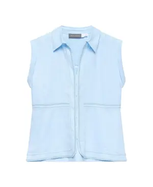 Mint Velvet Linen Sleeveless Shirt - Blue