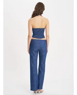 MISS CIRCLE NEW YORK Raffaella Cotton Denim Straight Leg Pants