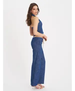 MISS CIRCLE NEW YORK Raffaella Cotton Denim Straight Leg Pants