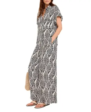 Mint Velvet Leaf Print Wide Leg Trousers