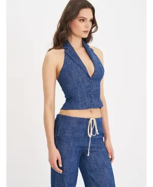 MISS CIRCLE NEW YORK Rafaella Cotton Denim Suit Vest