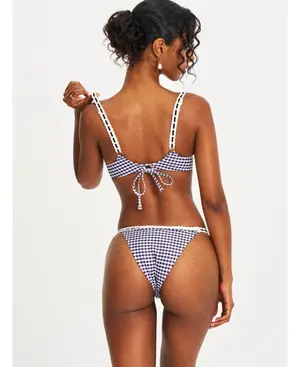 MISS CIRCLE NEW YORK Geneva Gingham Lace Bikini Top