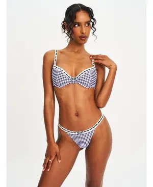 MISS CIRCLE NEW YORK Geneva Gingham Lace Bikini Top