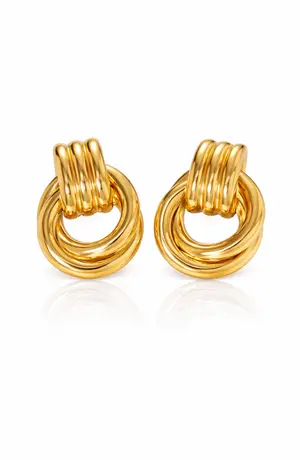 KELLERY Sculptural Knot Drop Earrings - Gold