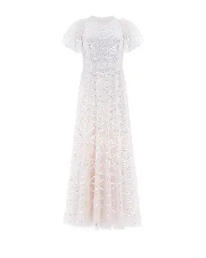 NEEDLE & THREAD Deco Dot Gloss Ankle Gown - Cream