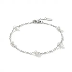 BLISS DIAMOND Max Freshwater Pearls Anklet - Silver
