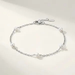 BLISS DIAMOND Max Freshwater Pearls Anklet - Silver