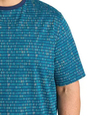 HARBOR BAY BY DXL Big & Tall Moisture-wicking Mosaic Striped T-shirt - Peacoat Multi