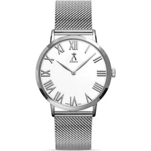 ALLUREZ Stainless Steel Mesh Bracelet Watch With Roman Numerals