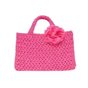 Carmen Sol Positano Raffia Mini Tote - Fuchsia