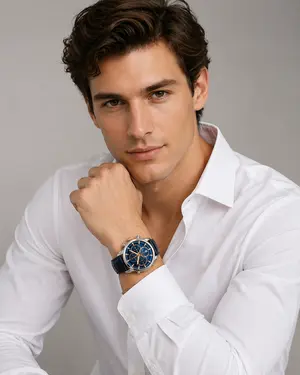 ALLUREZ Swiss Chronograph Dial Genuine Leather Watch