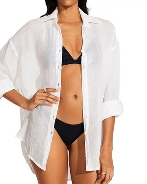 VITAMIN A Playa Boyfriend Shirt With Striped Pattern - White