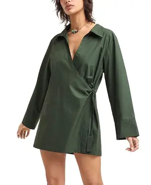 VITAMIN A Elodie Wrap Mini Dress - Forest