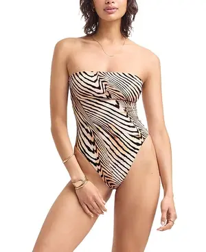 VITAMIN A Classic Bandeau One Piece - Shell Stripe