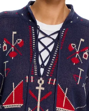 The Great. The Fisherman Lace Up Pullover Sweater
