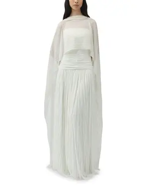 Simkhai Crinkle Jersey Bustier Gown With Cape