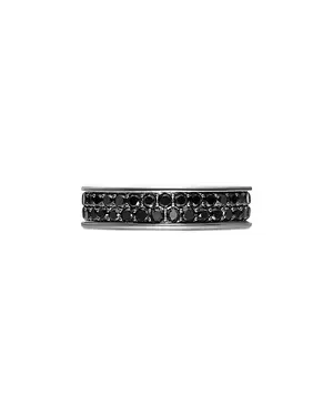 David Yurman Streamline Band Ring With Black Diamonds - Black/silver