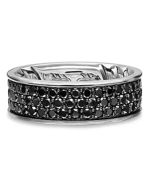 David Yurman Streamline Band Ring With Black Diamonds - Black/silver
