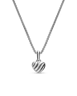 David Yurman Petite Puffy Cable Heart Necklace
