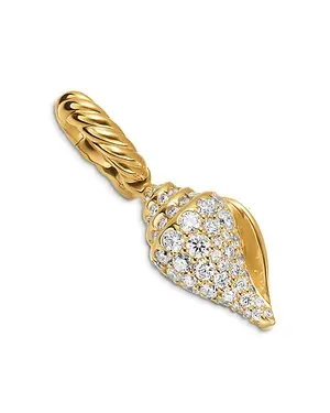 David Yurman 18k Yellow Pave Diamond Shell Amulet - Gold