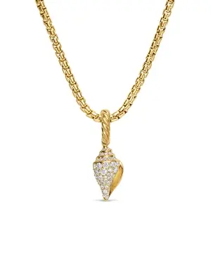 David Yurman 18k Yellow Pave Diamond Shell Amulet