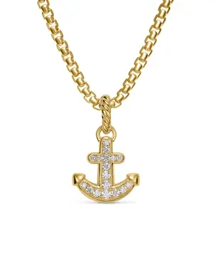 David Yurman 18k Yellow Anchor Amulet With Diamonds - Gold