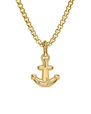 David Yurman 18k Yellow Anchor Amulet With Diamonds - Gold