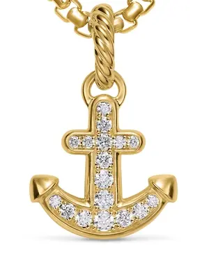 David Yurman 18k Yellow Anchor Amulet With Diamonds - Gold