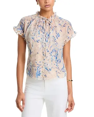 Cinq À Sept Daisy Swirl Jenise Top - Neutral Multi