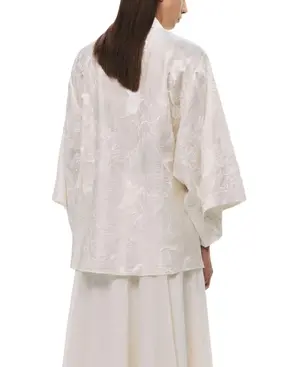 NOCTURNE Textured Jacquard Kimono - Open White