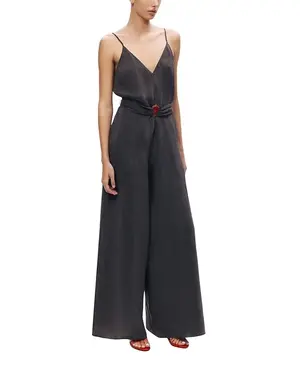 NOCTURNE V-neck Spaghetti Strap Jumpsuit - Anthracite