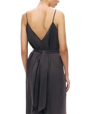 NOCTURNE V-neck Spaghetti Strap Jumpsuit - Anthracite