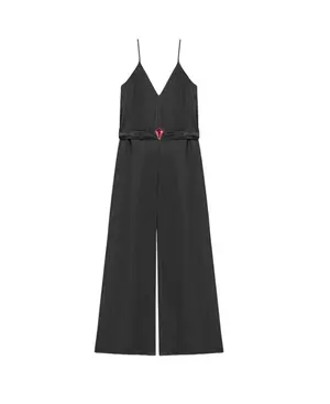 NOCTURNE V-neck Spaghetti Strap Jumpsuit - Anthracite