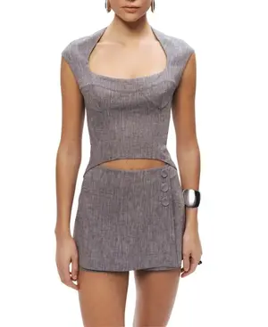 NOCTURNE Button Detailed Linen Blend Skort