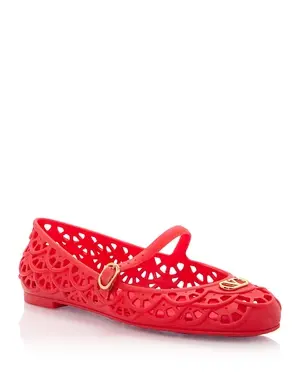 Valentino Garavani Embellished Ballet Flats - Red