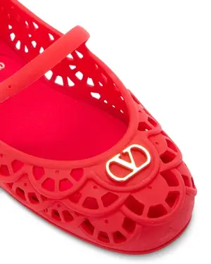 Valentino Garavani Embellished Ballet Flats - Red