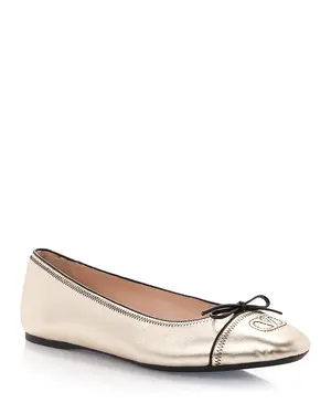 Valentino Garavani Valentino Garavani Metallic Leather Ballet Flats Silver