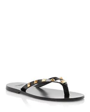 Valentino Garavani Studded Thong Sandals - Black