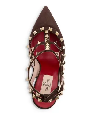 Valentino Garavani Rockstud Cage Leather Pumps - Brown