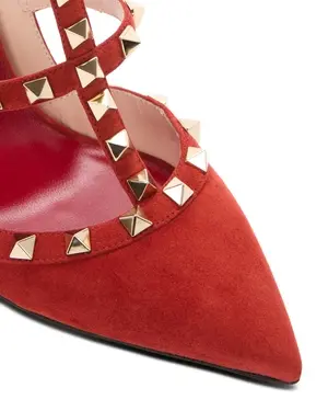 Valentino Garavani Rockstud Cage Leather Pumps - Red