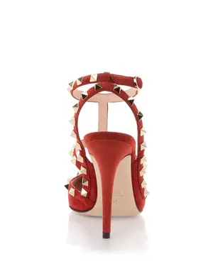 Valentino Garavani Rockstud Cage Leather Pumps - Red