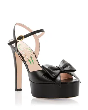 Valentino Garavani Platform Bow Sandals - Black