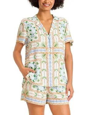 Tommy Bahama Poolside Palms Camp Shirt Cover Up - White