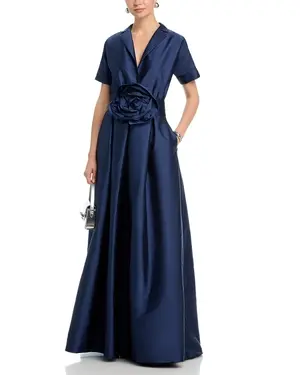 Chiara Boni La Petite Robe Stoya Taffeta Rosette Gown