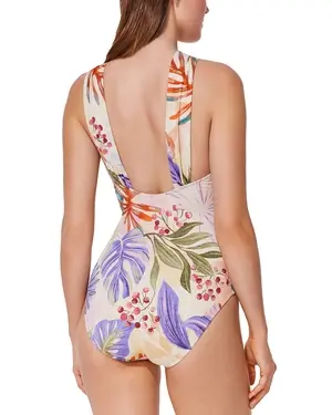 GOTTEX Cherry Blossom Twist Halter One Piece Swimsuit - Multi