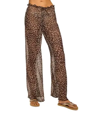 Ramy Brook Alayna Cover Up Pants - Dark Leopard