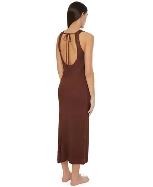 Onia Linen Knit Scoop Back Maxi Dress - Brown