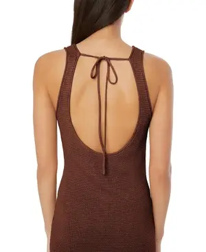 Onia Linen Knit Scoop Back Maxi Dress - Brown