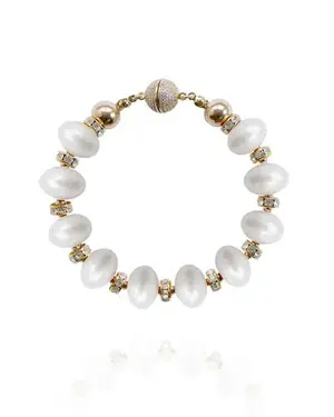 SAULE LABEL Mika Bracelet With Crystal Rondelles White Heron
